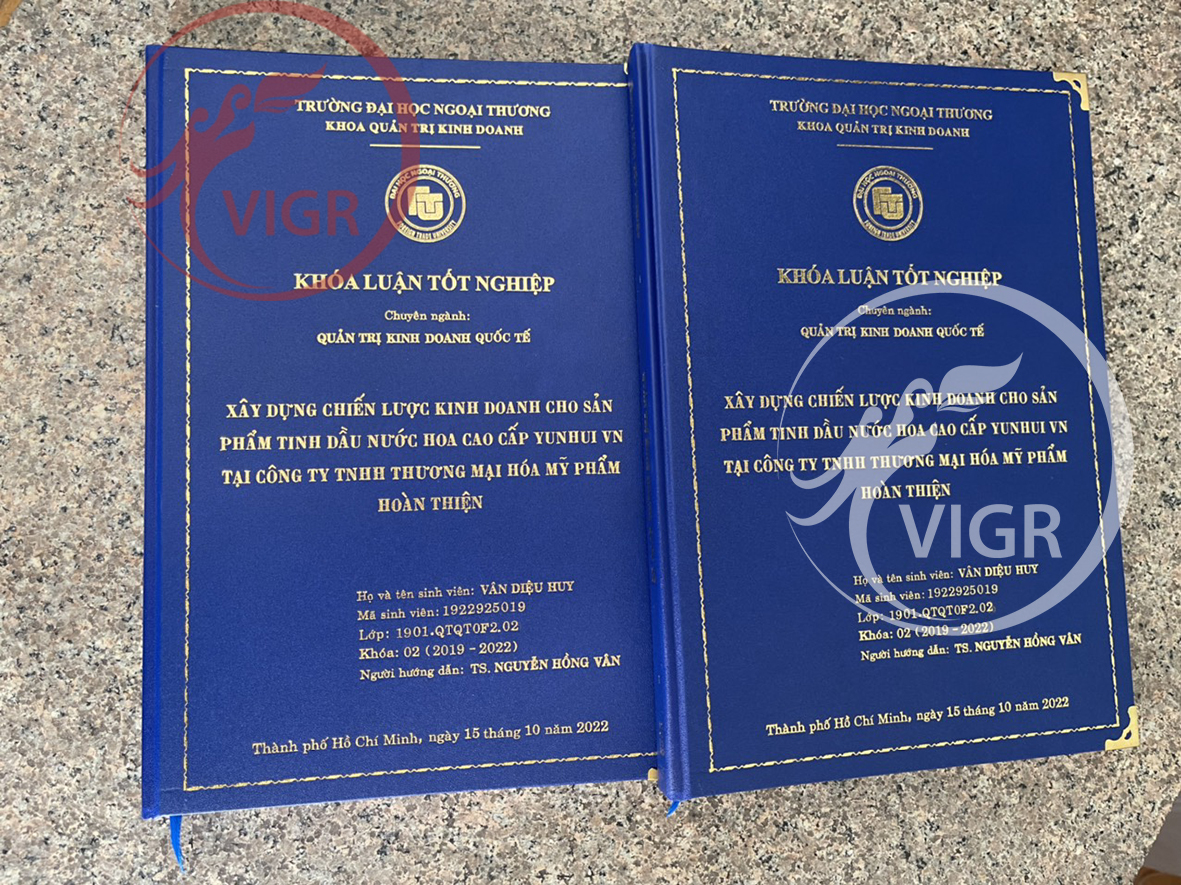 In Bìa Mạ Vàng Đại Học Ngoại Thương Lấy Liền